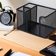 3 Compartments Desktop Pen Organiser Multpurpose Metal Pen Stand for ...