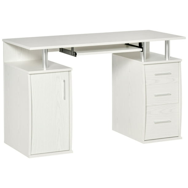 HOMCOM 47" Computer Desk with Keyboard Tray and Storage Drawers, Home ...