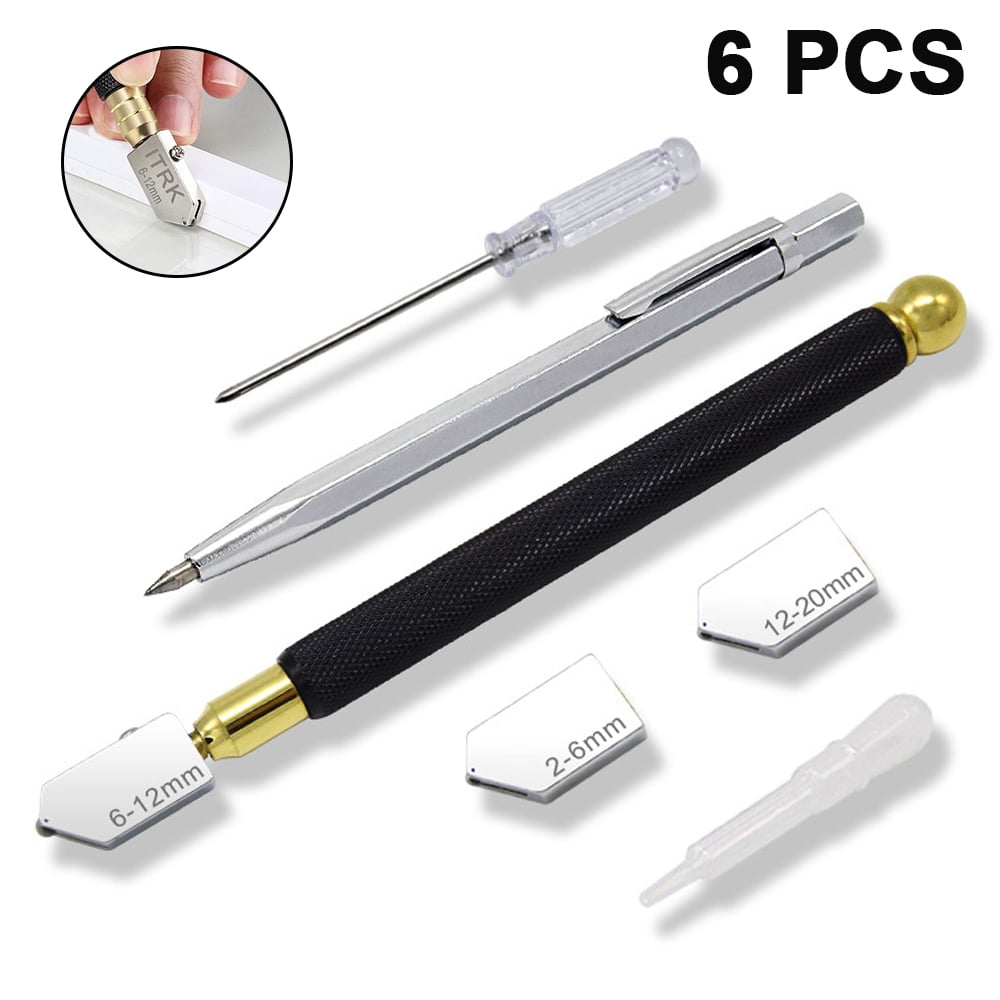Glass Cutter Tool Set Pencil Style Oil Feed Carbide Tip with Bonus ...