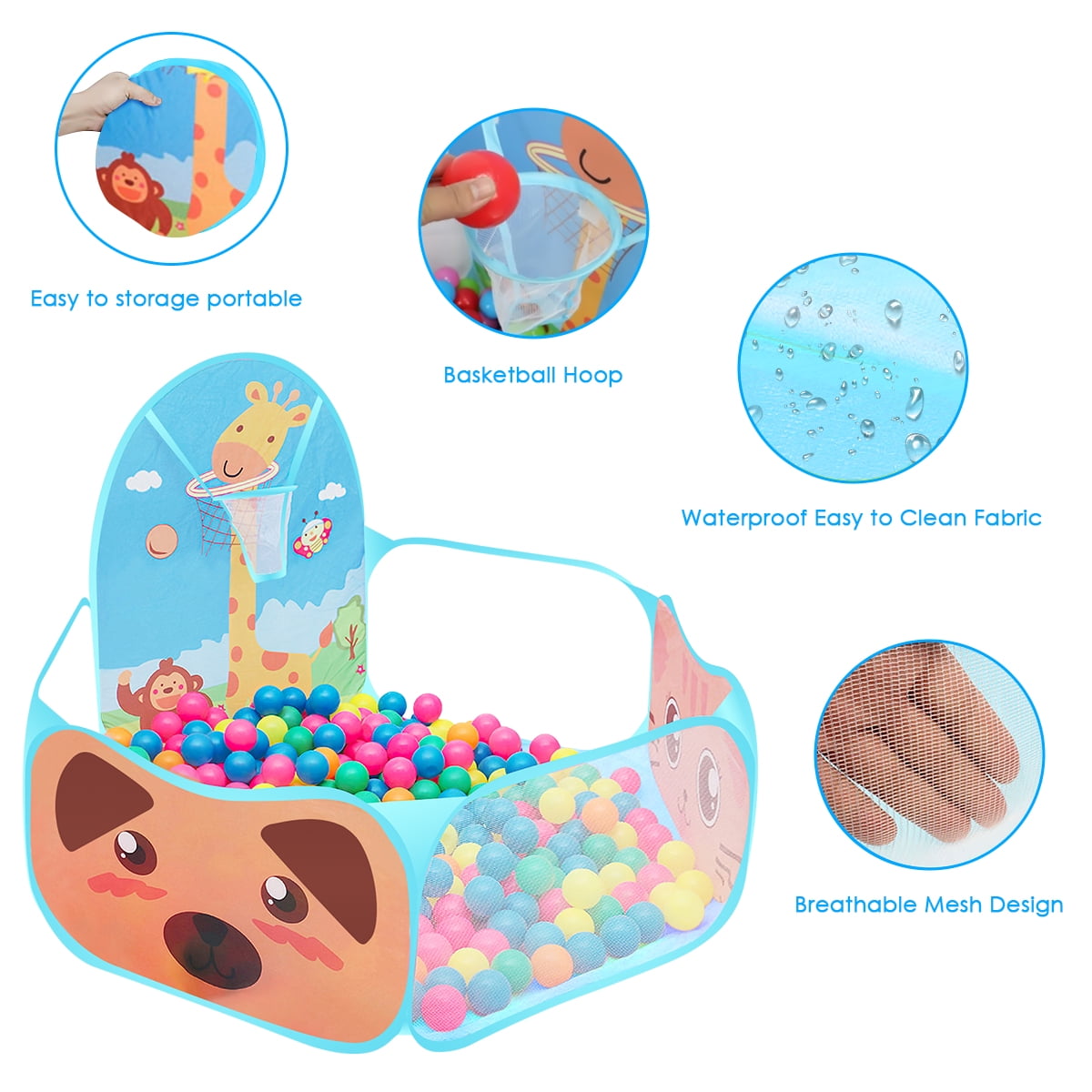 Queen.Y Portable Cute Children Ball Pit, Indoor and Outdoor Easy ...