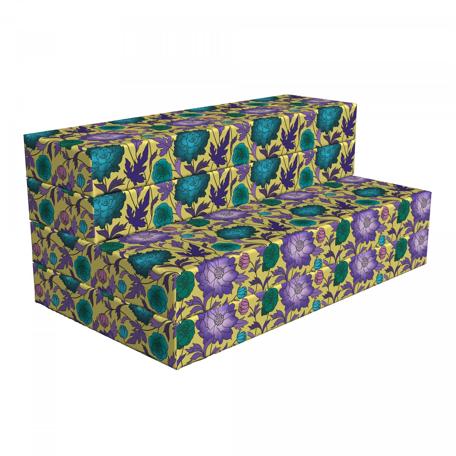 Floral Foldable Mattress, Colorful Abstract Flowers, 78.7" x 47.2 ...