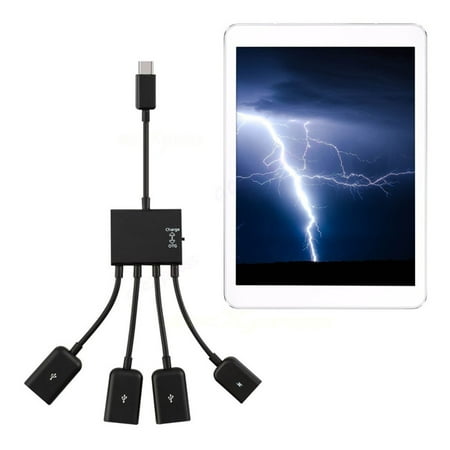 LeKing 4-in-1 Type-C to Micro USB OTG HUB with Power Supply OTG Type C ...