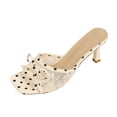Bkhluea Women Polka Dot Lace Bow Stiletto Mule Slide Sandals Open Toe ...