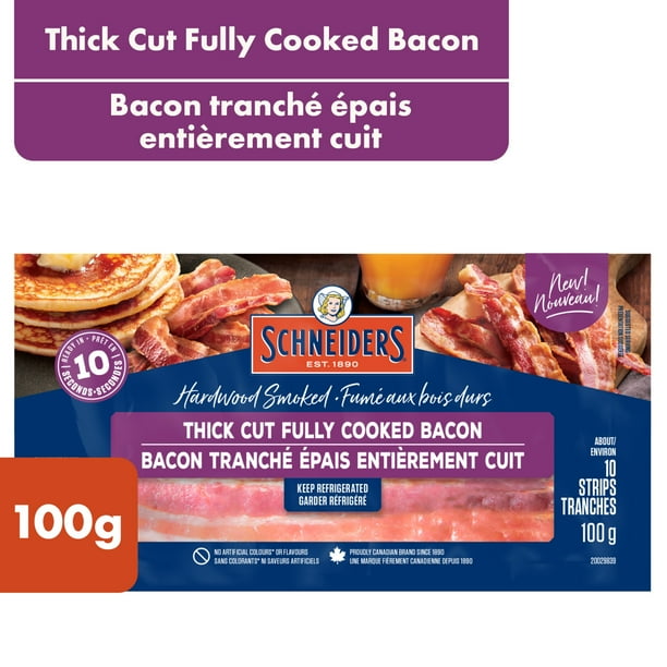 Schneiders Thick Cut Fully Cooked Bacon, 100 g - Walmart.ca