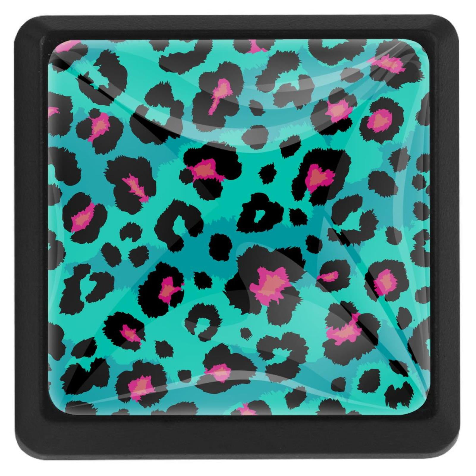 3 Pack Leopard Print Square Cabinet Door Knobs Decor for Cupboard ...