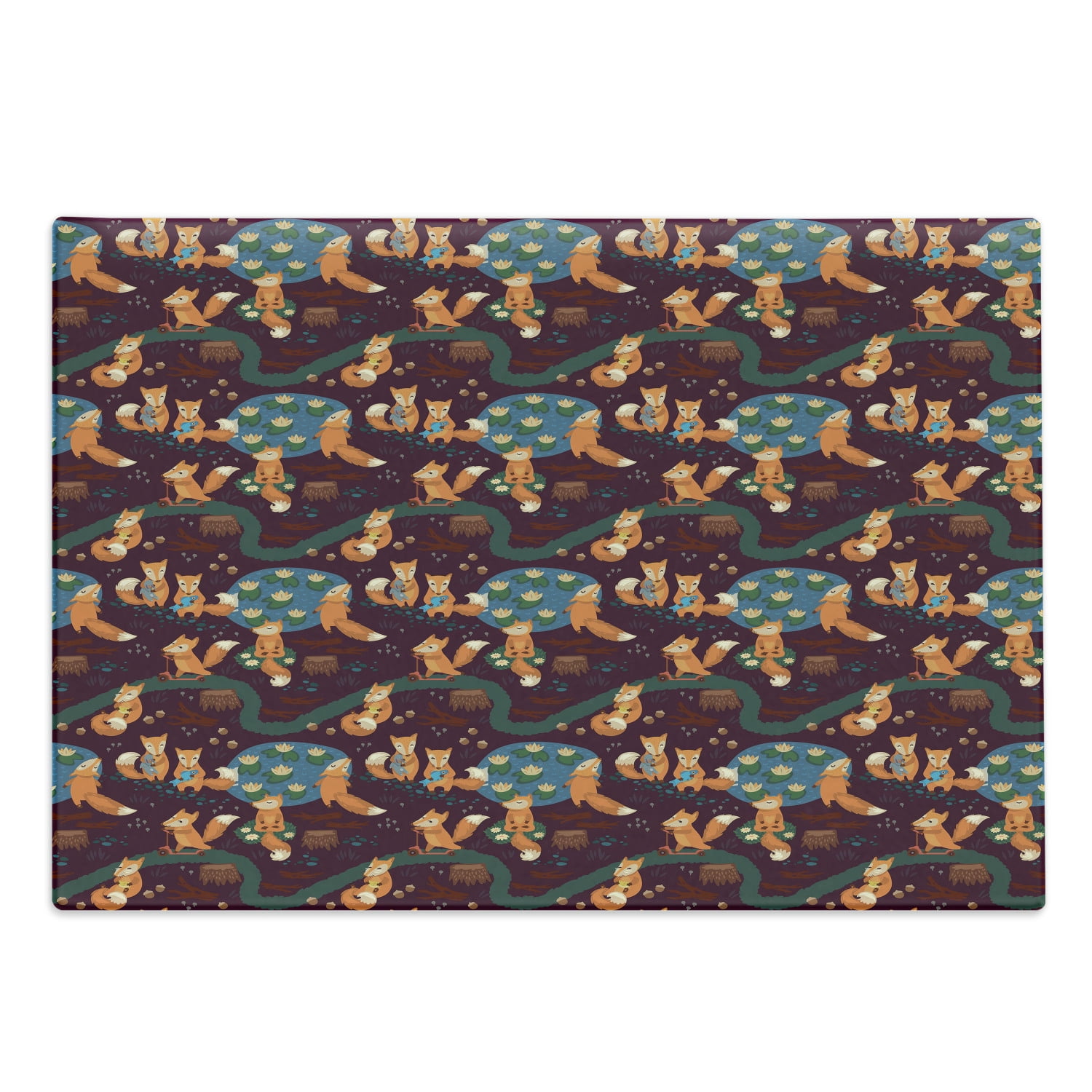 Fox Cutting Board, Small Forest Animals Hunting Meditating and Eating ...