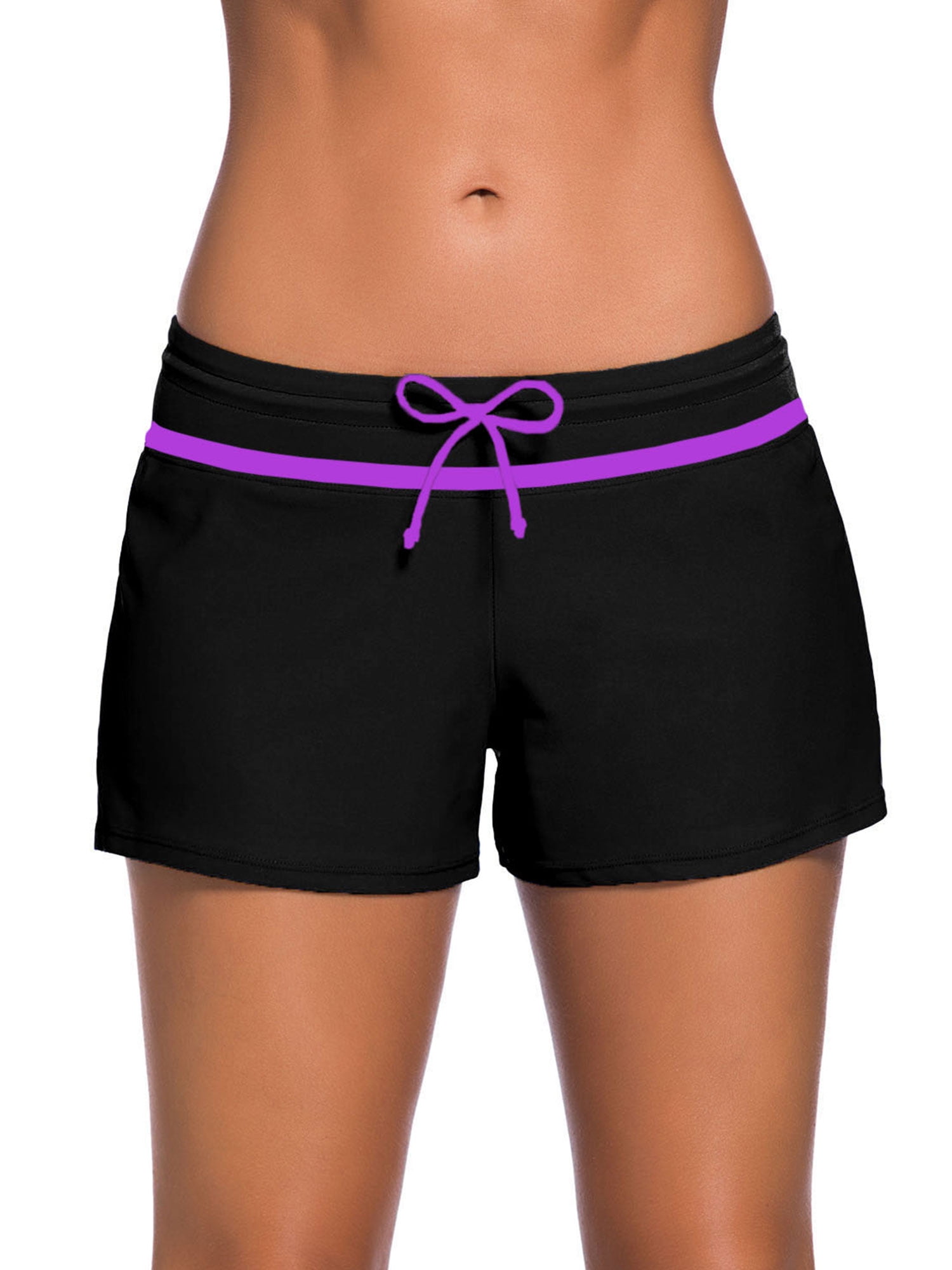Plus Size Women Swim Shorts Swimsuit Sporty Shorts Bottoms Side Split