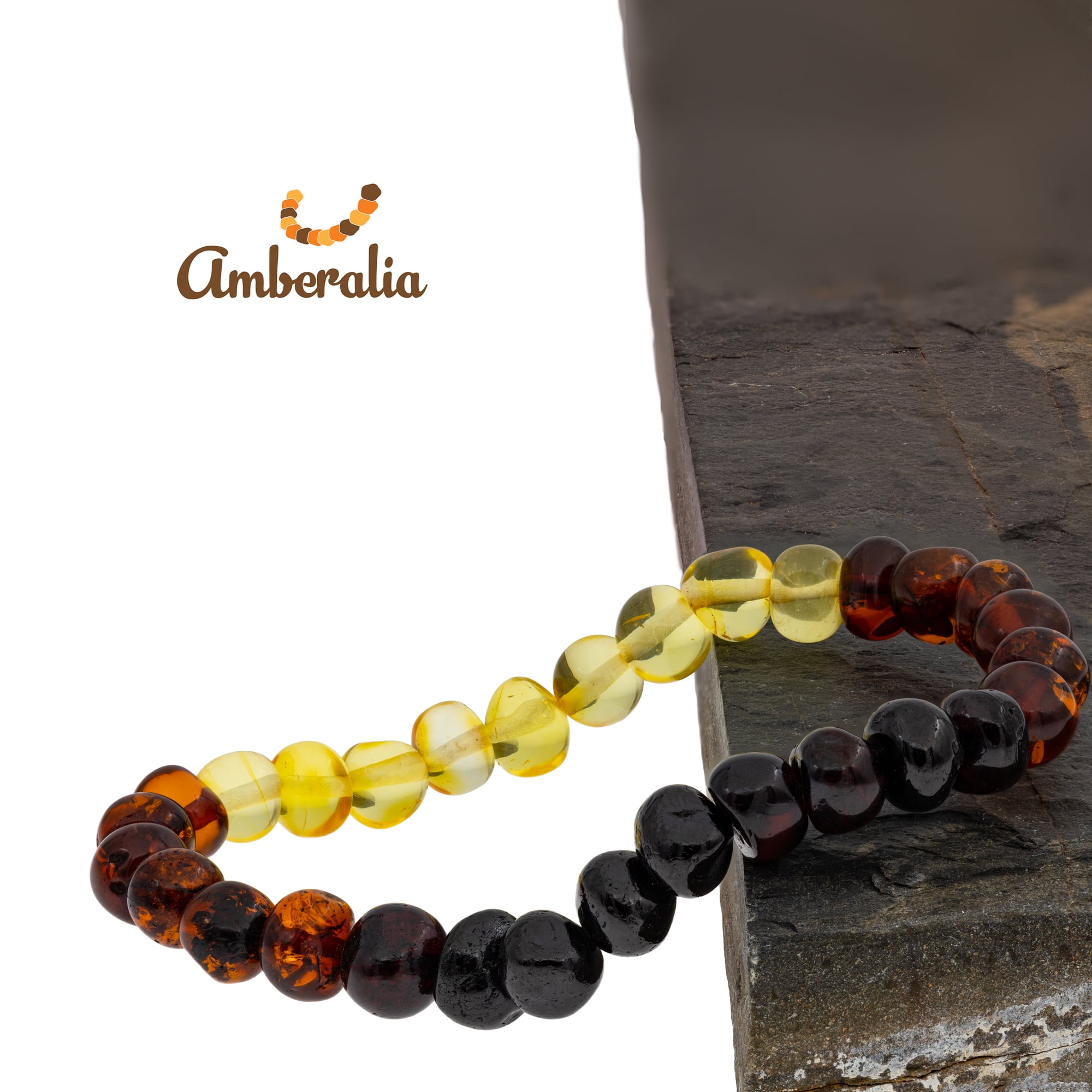 Amberalia Elastic Baltic Amber adult bracelet, GIA Certificated Amber ...