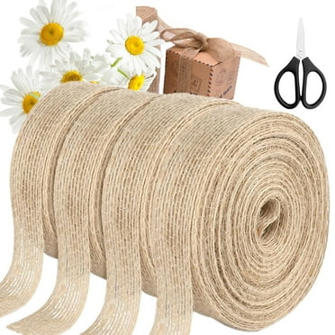 Naler Natural Jute Wide Fabric Burlap Ribbon Roll with White Lace for ...