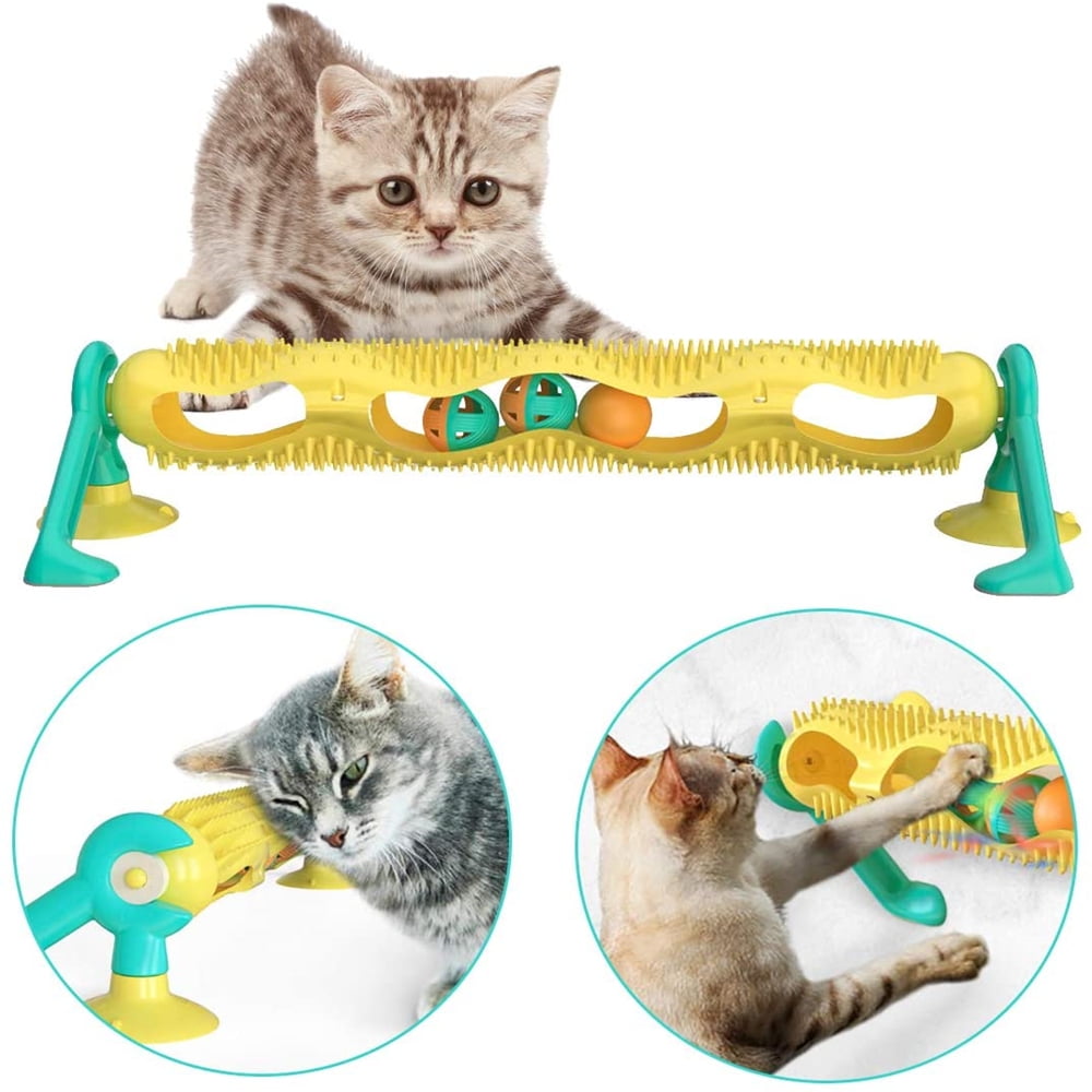 VIVEFOX Cat Track Ball with Suction Cup, Catnip Ball Light Ball Track ...