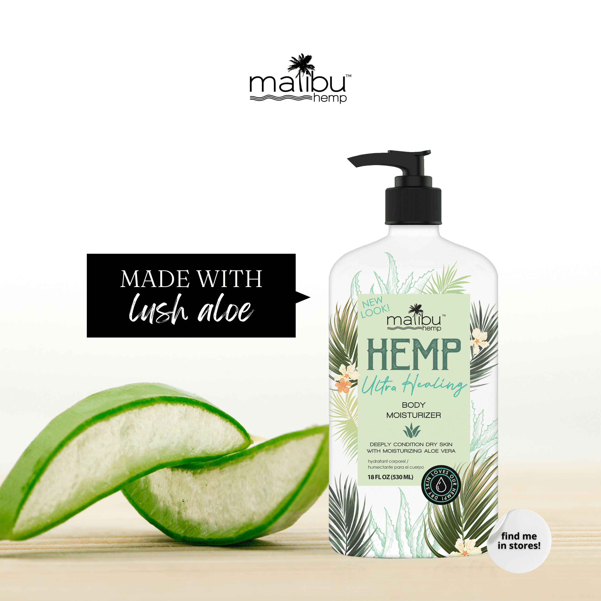 Malibu Hemp Ultra Healing Body Moisturizer for Dry Skin 18oz