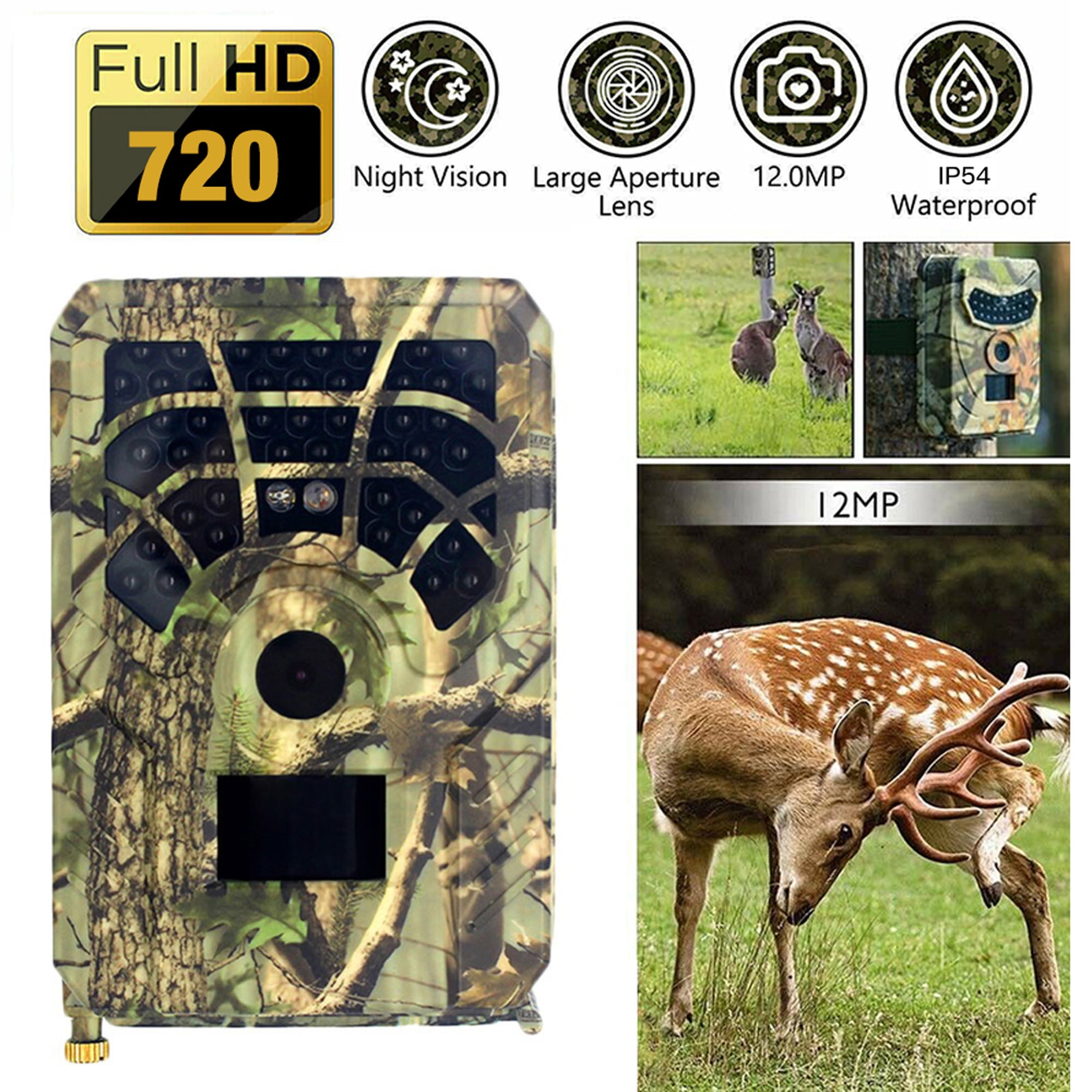 12MP Camping Hunting Trail Camera Night Vision Game Cameras with Motion ...