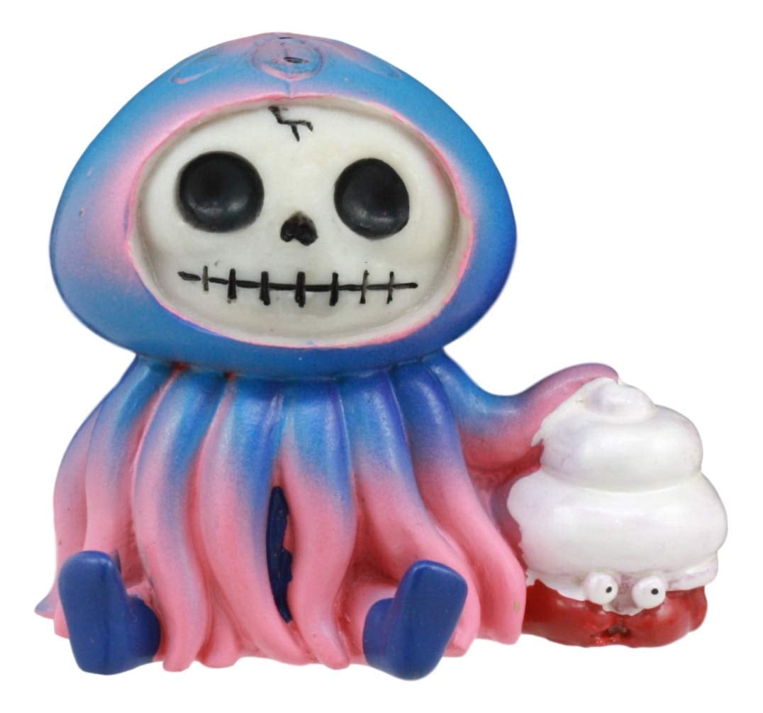 Ebros Furry Bones Figurine 2.5"Tall Jelly Jellyfish With White Hermit ...