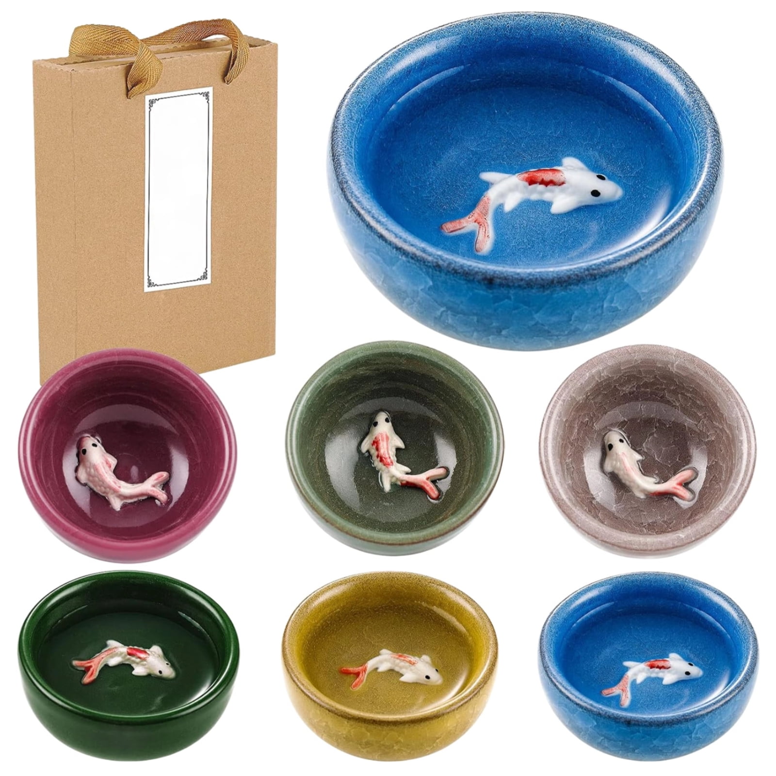 Vasos de chupito de soju coreano, juego de 6 tazas de porcelana con ...