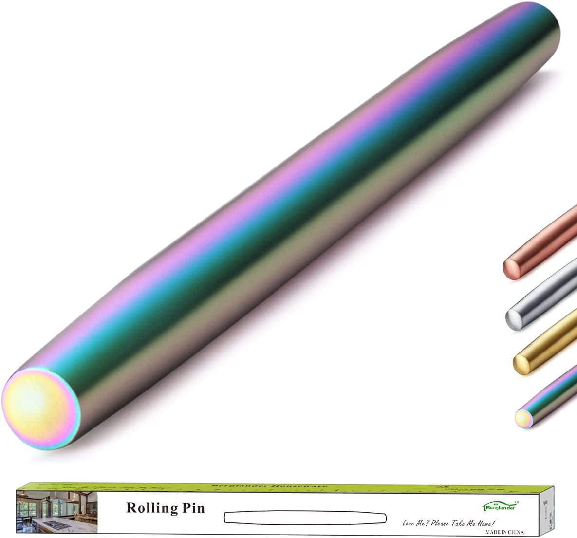 ReaNea Rainbow Rolling Pin 16.7" Stainless Steel Matte Roller Rolling ...