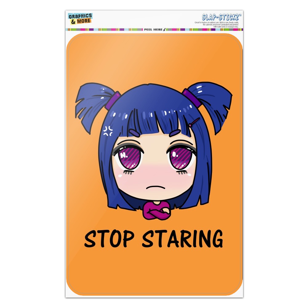 Stop Staring Kawaii Chibi Girl Pigtails Home Business Office Sign ...