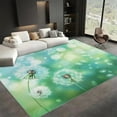 Dandelion Area Rugs, Light Green Plant Dandelion Carpet, Washable Non ...