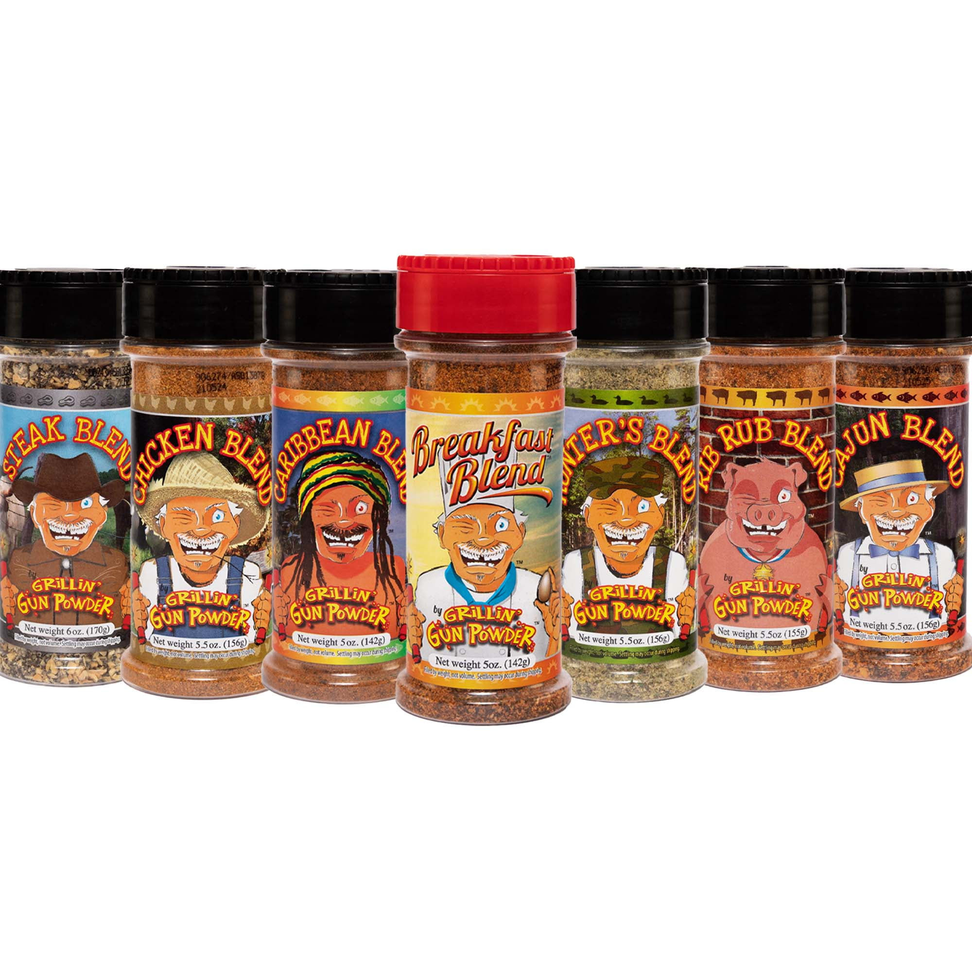 Grillin' GunPowder All-in-One Mixed Spices & Seasoning Blend Pack of 7x ...