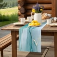 Abstract Teal Marble Gold Stripe Table Runner 90 Inch Long Natural ...