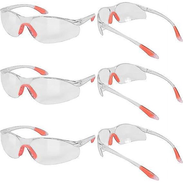 SM Clear Safety Glasses with Nose Bridge and Rubber Temple Tips - Set ...