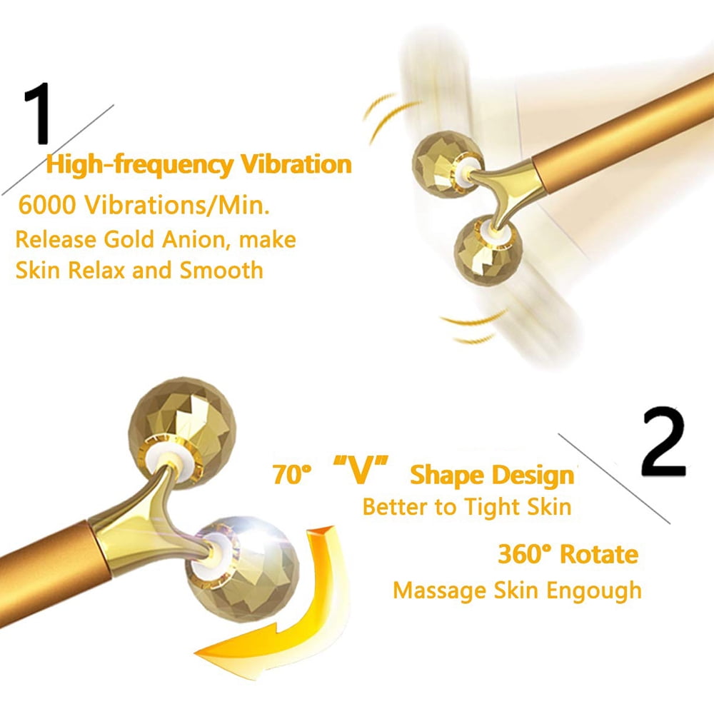 Electric Face Massager 24k Golden Facial Massager, 3D Roller and T ...