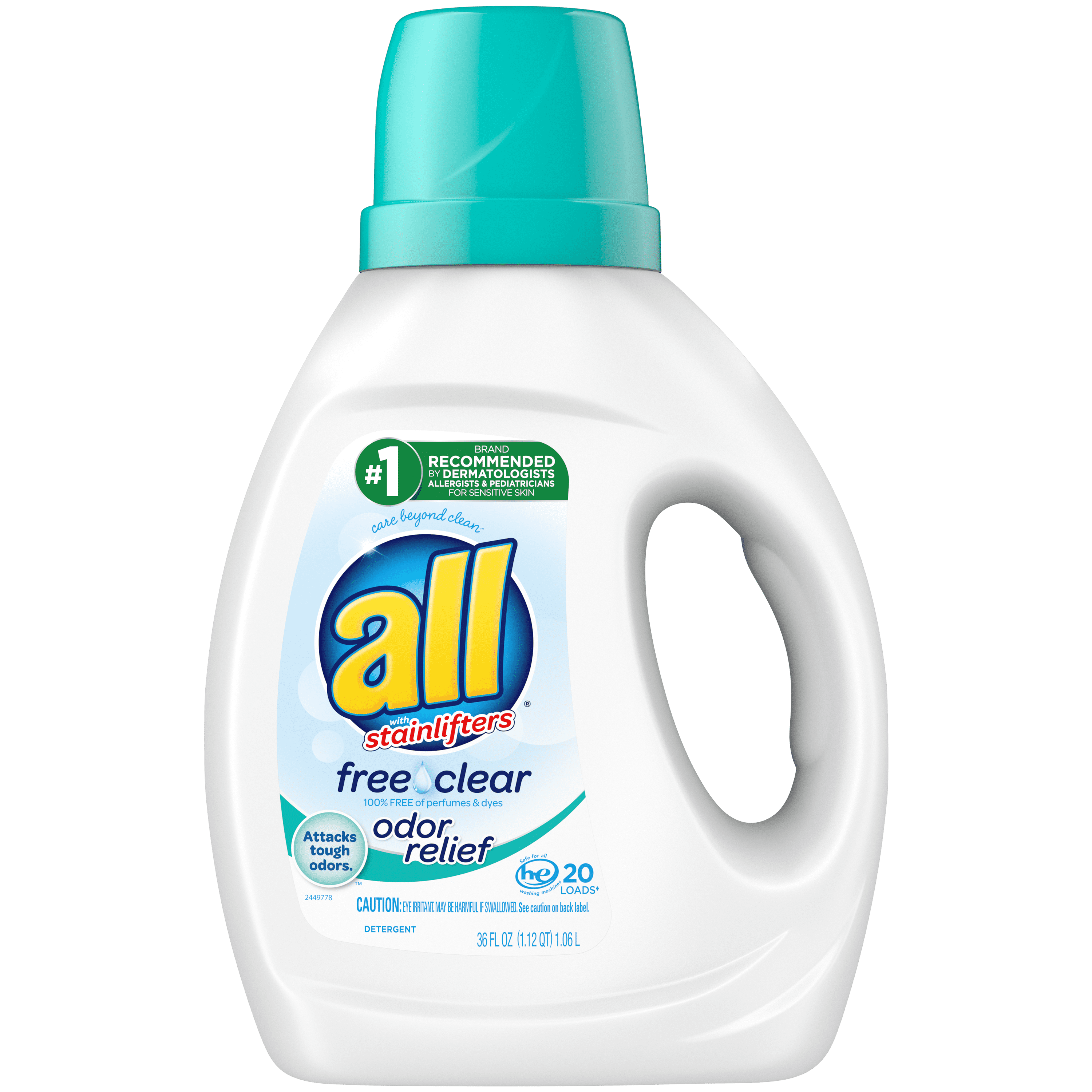 all Liquid Laundry Detergent, Free Clear with Odor Relief, 36 Fluid ...