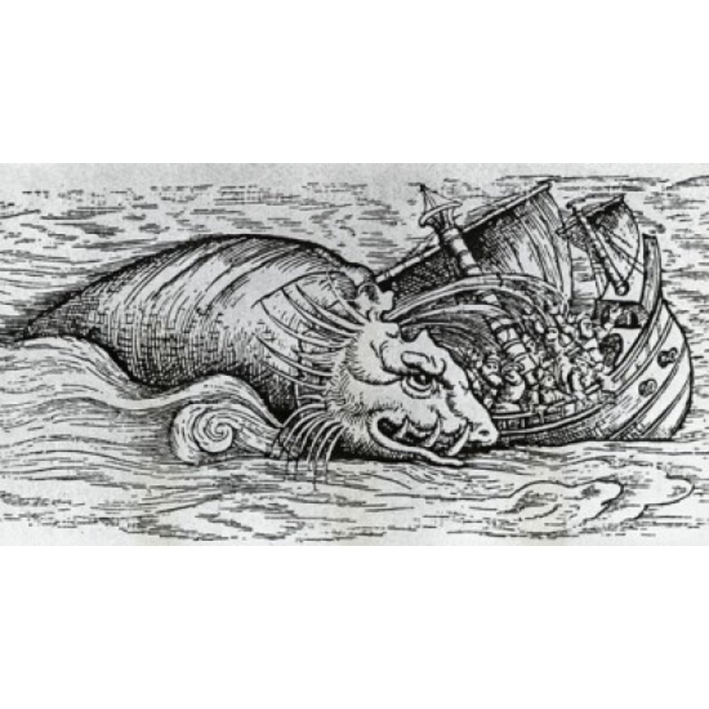 Sea Serpent Attacking Medieval Ship by unknown artist print Poster ...