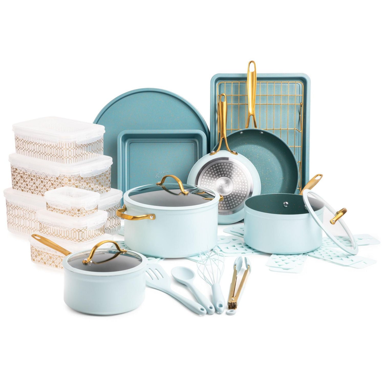 Thyme & Table 32-Piece Cookware & Bakeware Nonstick Set, Blue - Walmart.ca