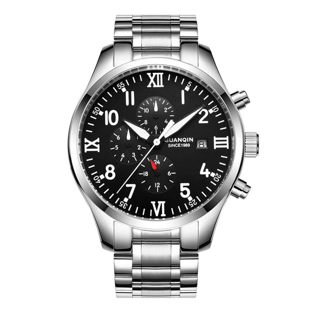 GUANQIN Men Analog Display Automatic Self-Winding Mechanical Stainless ...