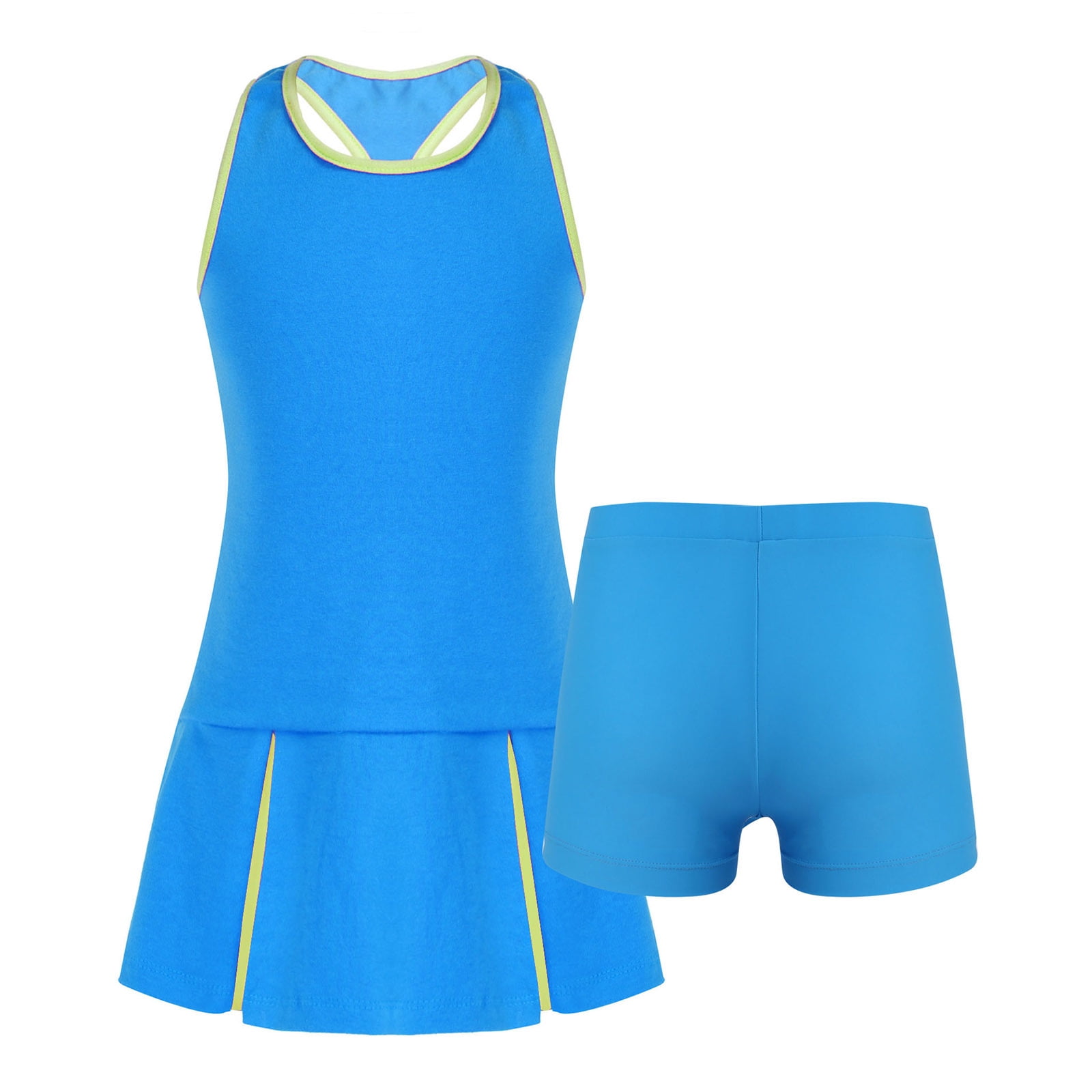inhzoy 2Pcs Kids Cheerleading Sport Dance Outfit Girls Dress and Shorts ...
