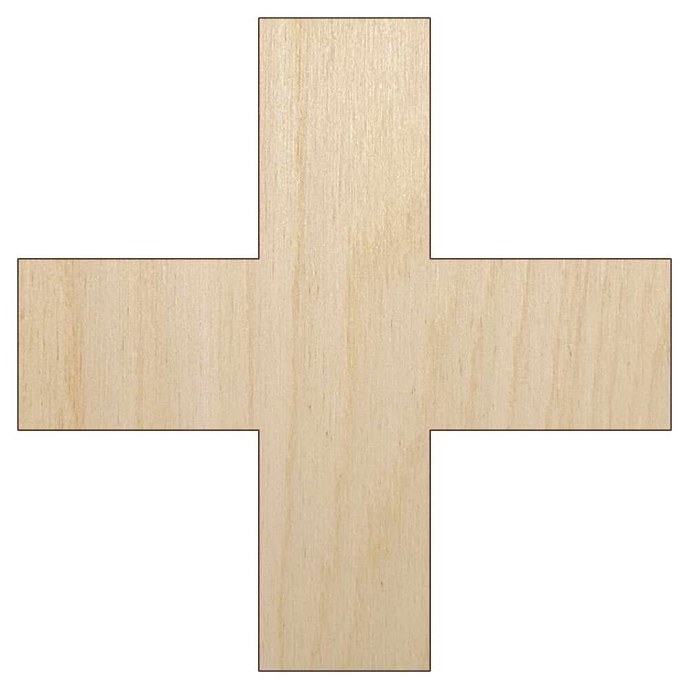 Plus Sign Solid Wood Shape Unfinished Piece Cutout Craft DIY Projects ...