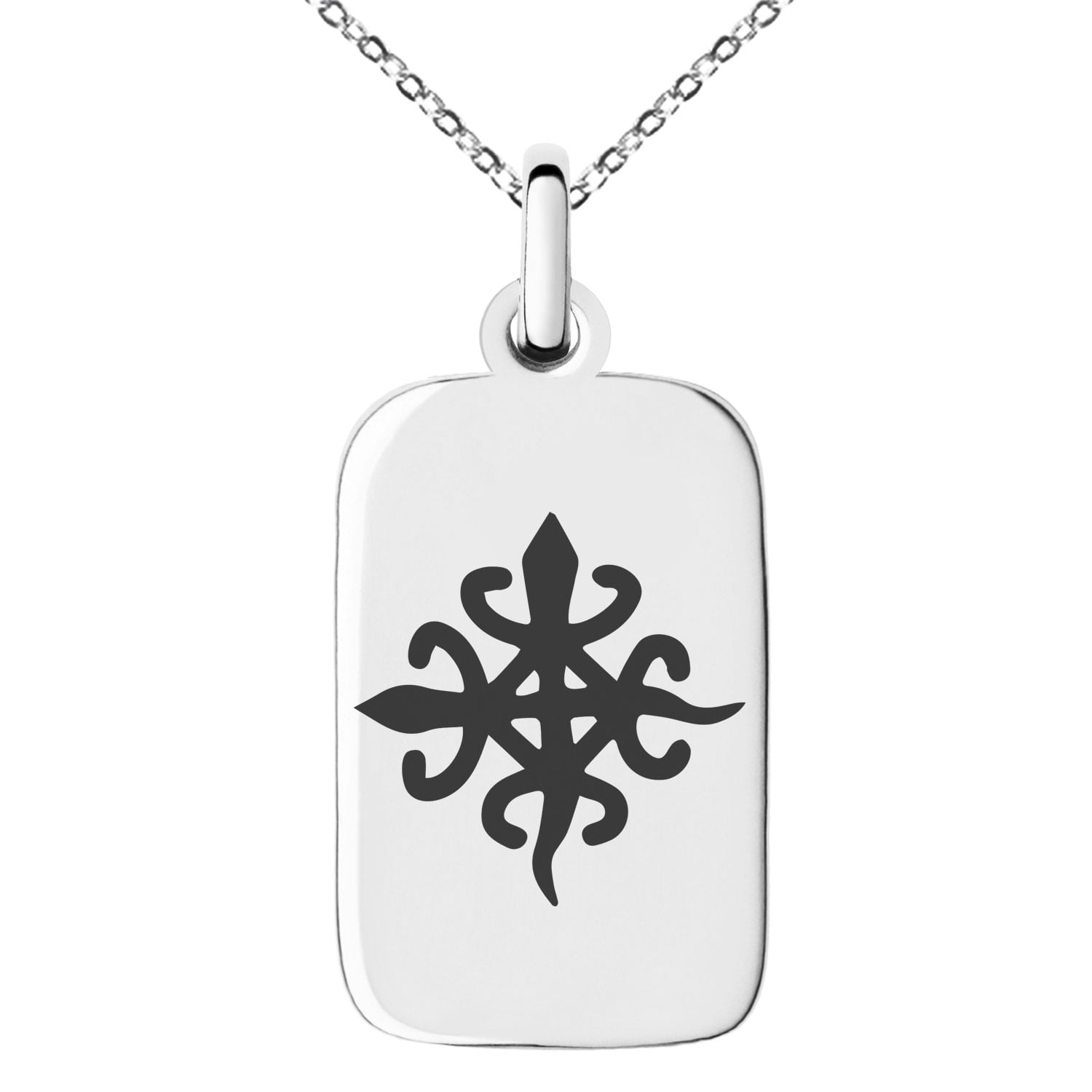 Stainless Steel Aztec Unity Rune Engraved Small Rectangle Dog Tag Charm ...