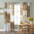 Brown Patchwork Sheer Curtains 63 Inch Long 2 Panels, Modern Abstract ...