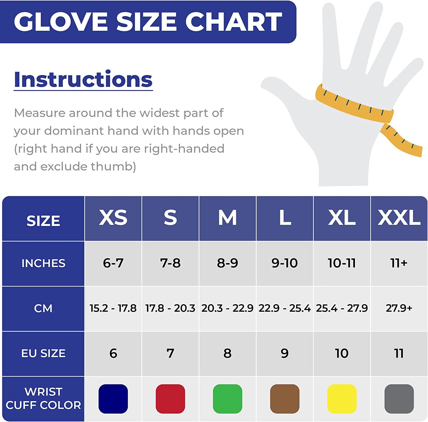 European Glove Size Chart