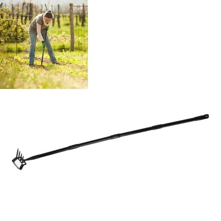 Weeding Rake, 4 Steel Tines Adjustable Handle Garden Cultivator ...