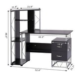 HomCom 52" Modern Multi-Level Computer Desk Home Office Study ...