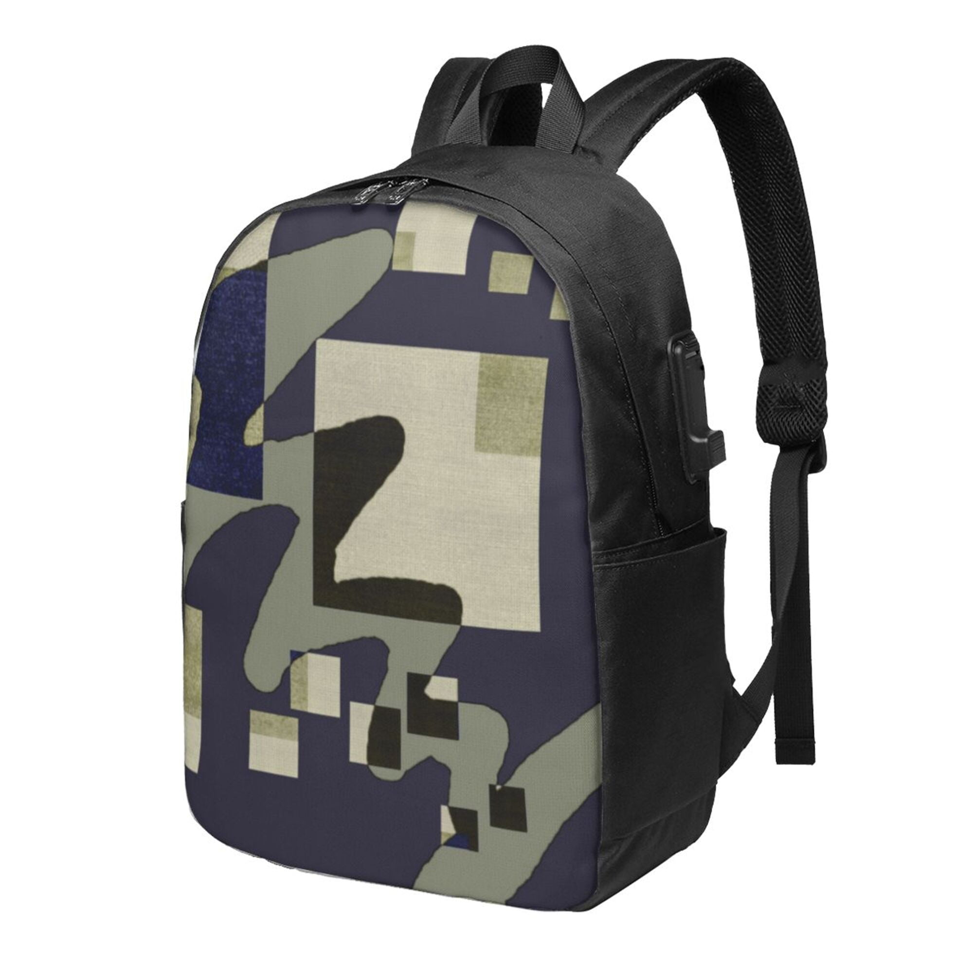 YFYANG 17" Laptop Backpack, Vintage Blue Geometric Art Fashion Travel ...