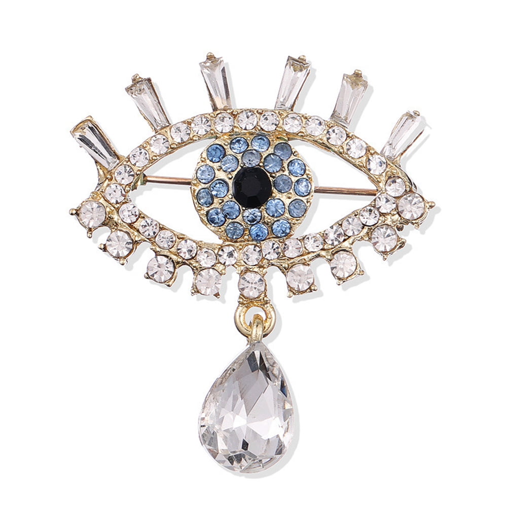 Lapel pin Alloy Eye with Water Drop Brooch Exquisite Diamond Lapel Pin ...