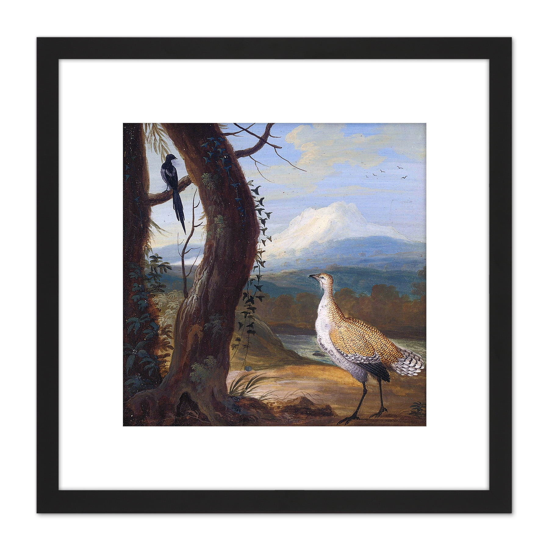 Agricola Bustard Magpie Exotic Landscape Painting 8X8 Inch Square ...