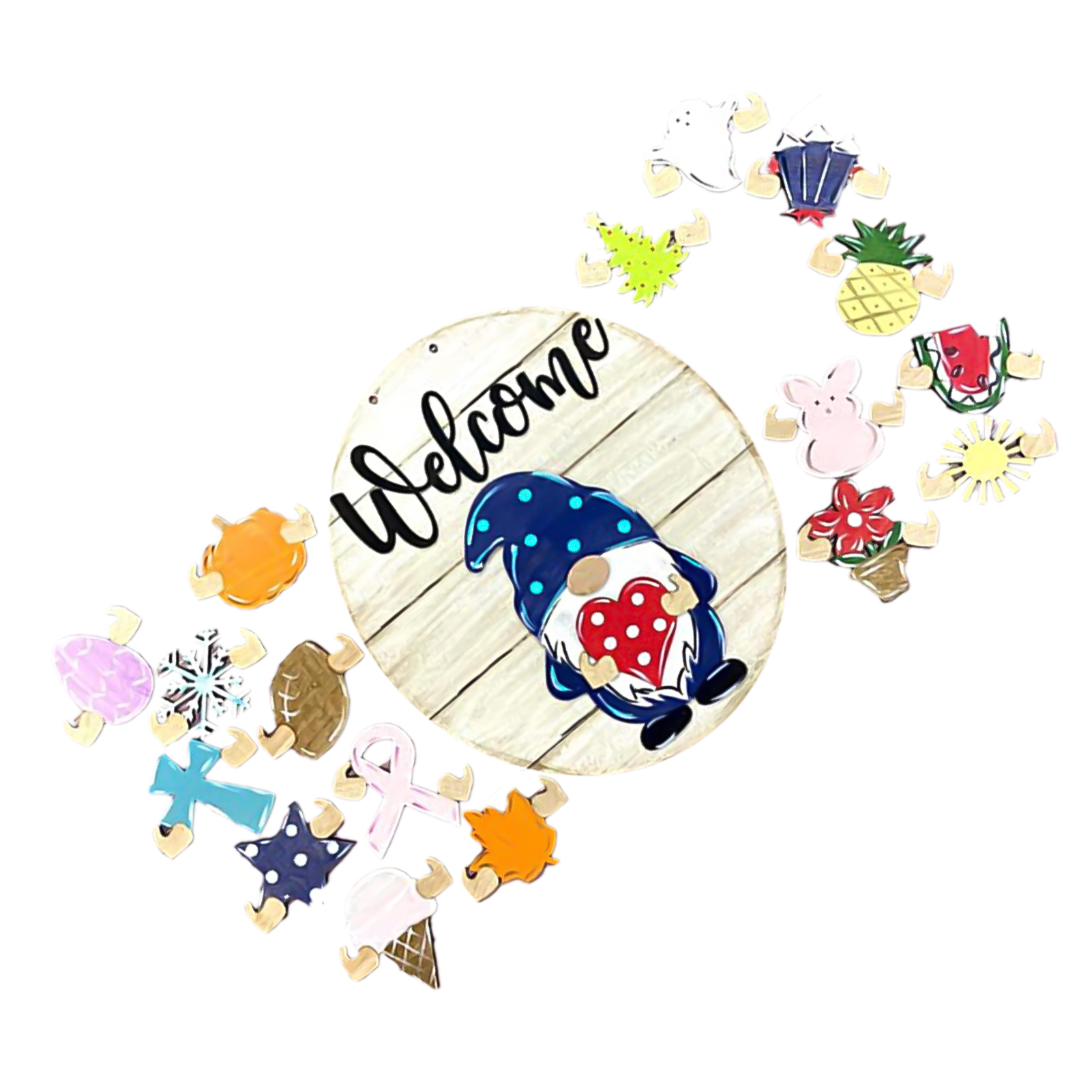 Yoone Hanging Sign Multi Use Cute Dwarf Pattern Wood Creative Bright ...