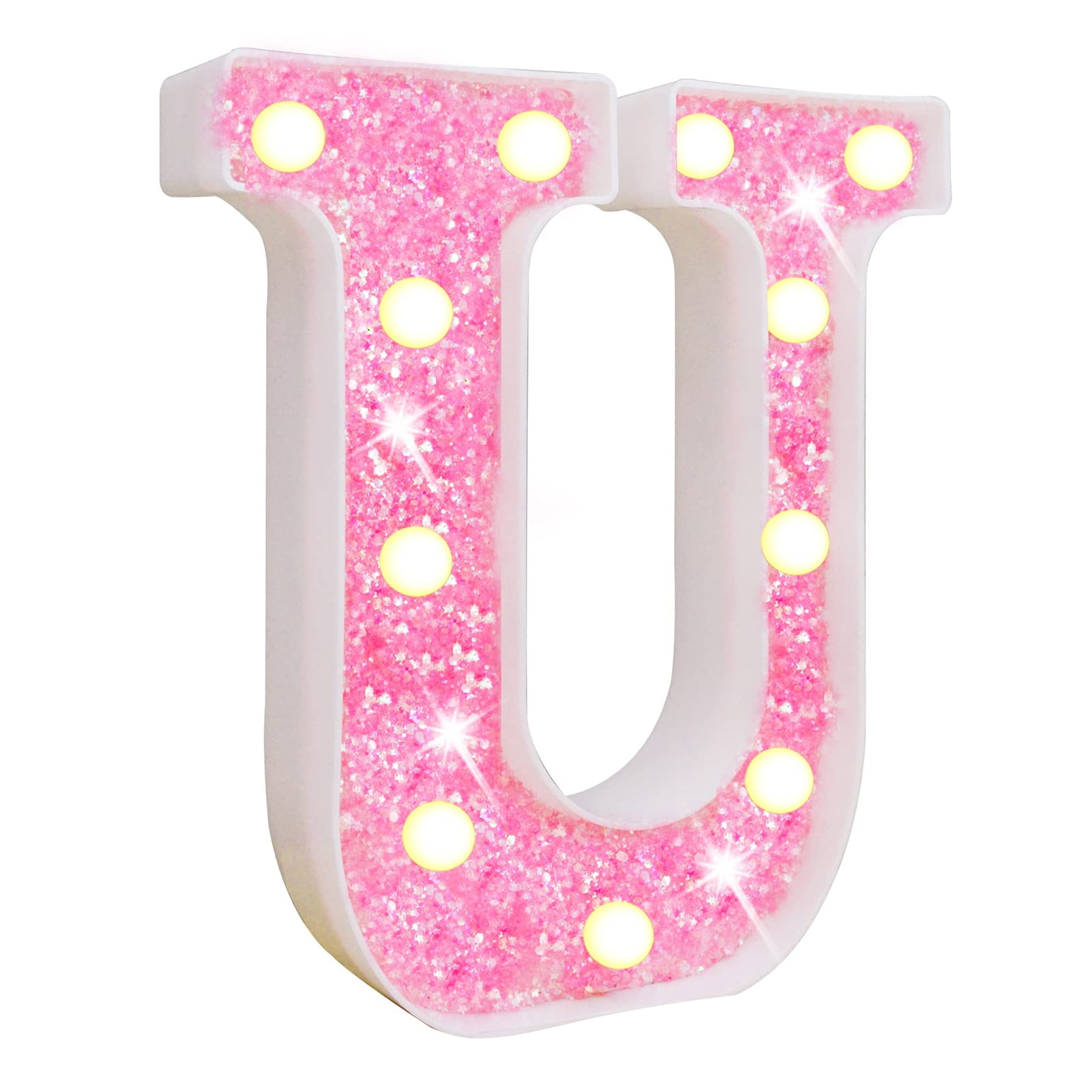 Washranp LED Letter Lights Sign,Light Up Pink Glitter Alphabet Sign ...