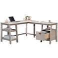 Pemberly Row Transitional Engineered Wood L-Shaped Writing Desk in ...