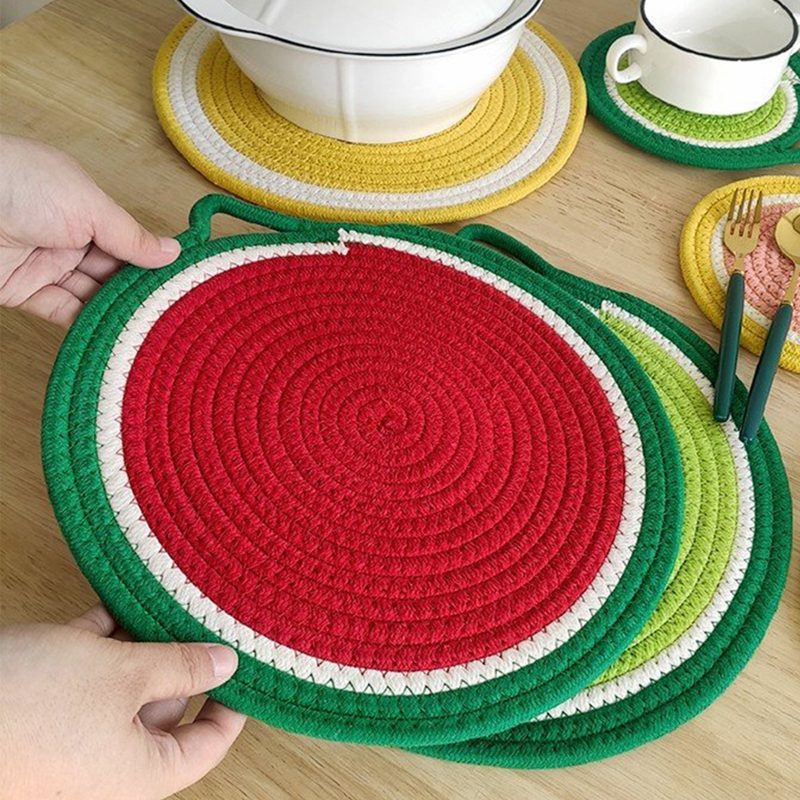 Unbranded Hot Pot Mat Wear Resistant Reusable Kitchen Supplies Heat Resistant Hot Cookers Insulation Pads For Dining Table 18cm Orange