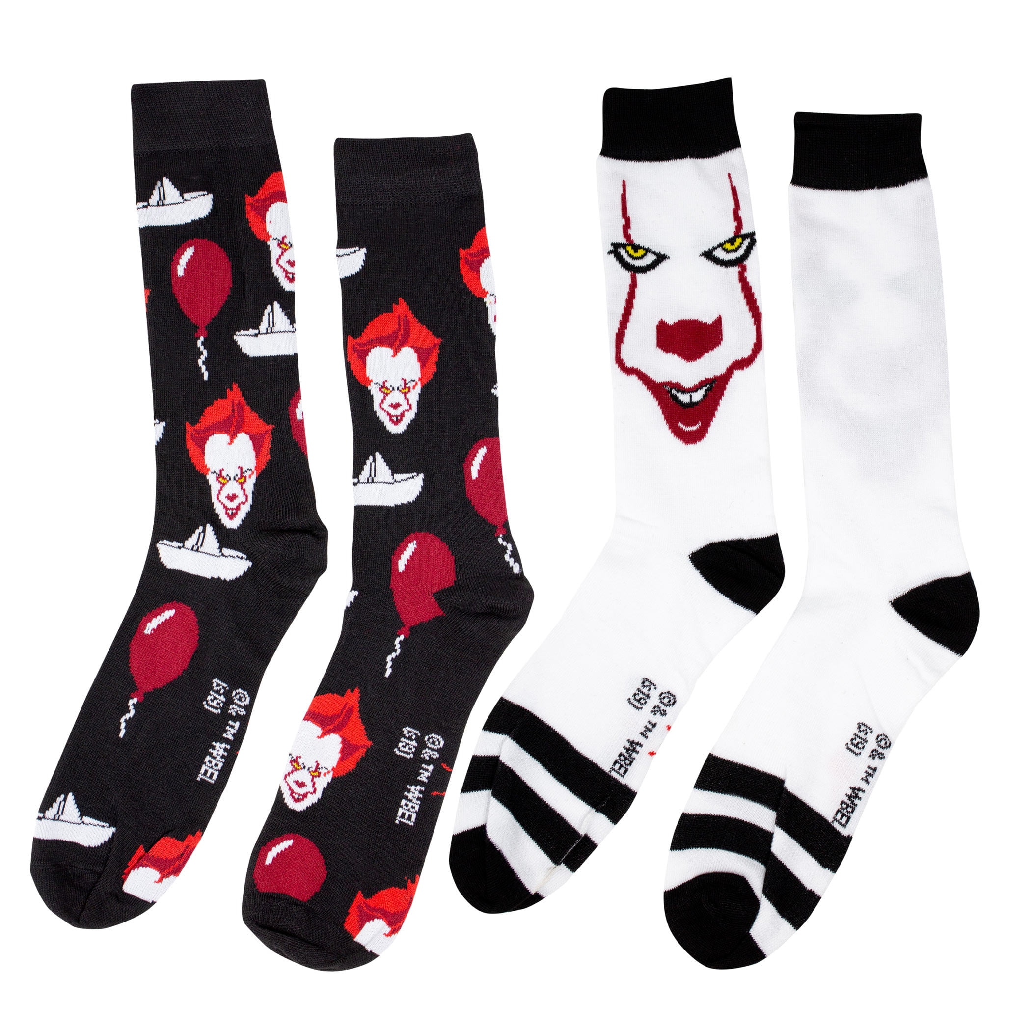 IT Pennywise Face and All-Over 2-Pack Men Crew Socks - Walmart.com