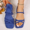 Bibifish Womens Flat Sandals Square Open Toe Crisscross Thin Strap Soft ...