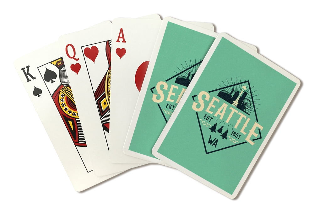 Seattle, Washington, Est 1851, Diamond Skyline Badge, Aqua, Contour ...