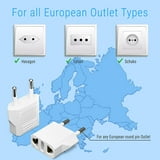Sherry White European Plug Adapter, Travel from USA to EU, Type C 4 ...