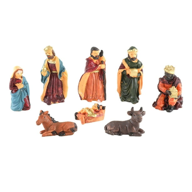 8x Christmas Nativity Scene Figurine Set Traditional Hand Painted ...