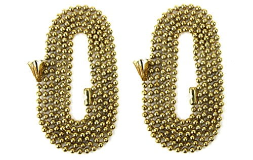 Pack Of 2 Pull Chain Extension, 36 Inch, Brass 3-Feet Beaded Chain With ...