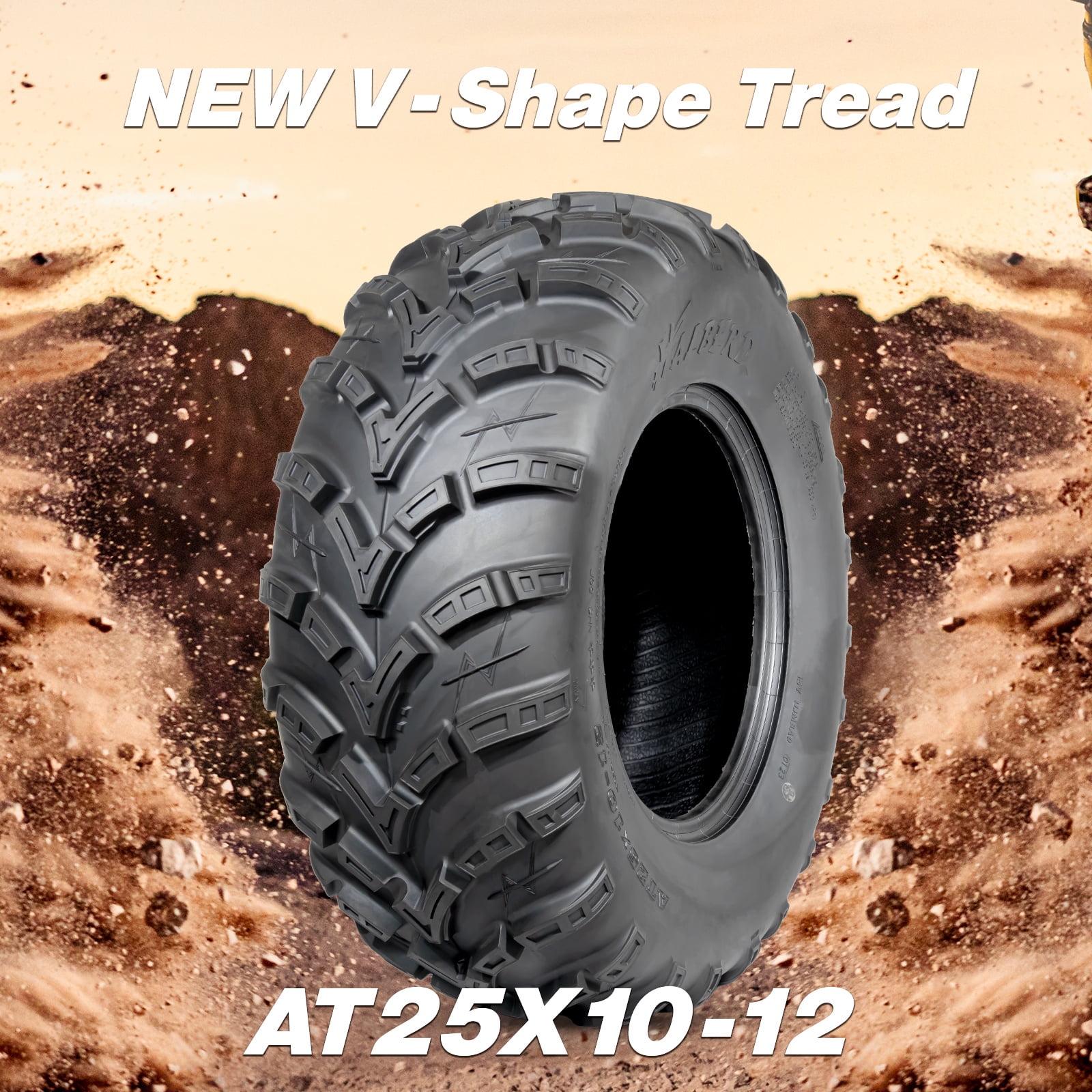 6PR ATV UTV Tires 25x10-12 All Terrain 15mm Tread Depth 25x10x12 Trail ...